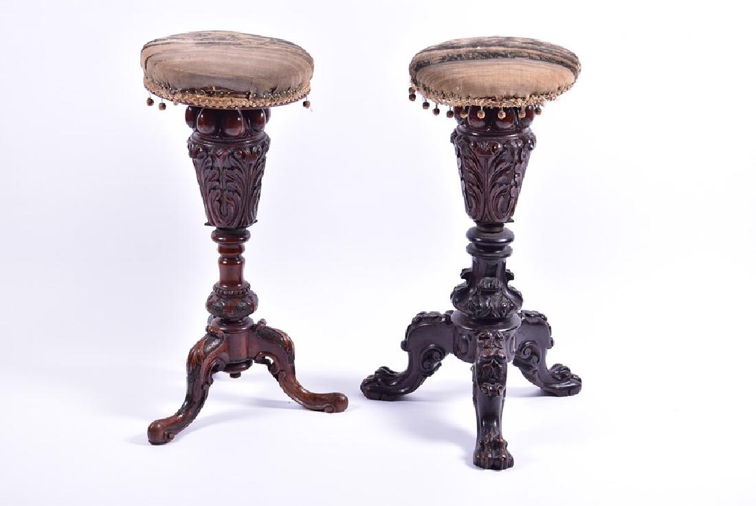 Two Victorian bar stools married from parts, with