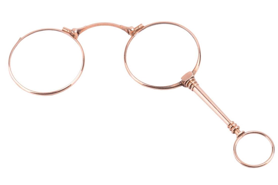 A Pair Of Edwardian Gold Mounted Lorgnettes, Of Fold-out Form With Pull ...