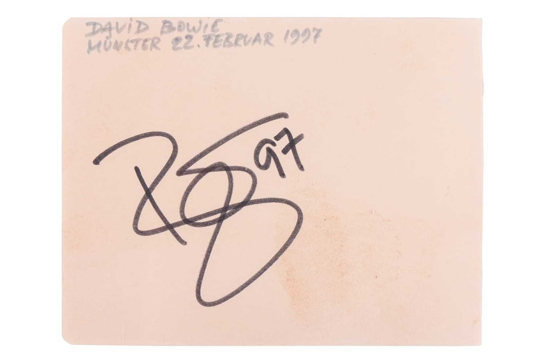 David Bowie: A Loose Signed Page From An Autograph Book, Dated 1997, A ...