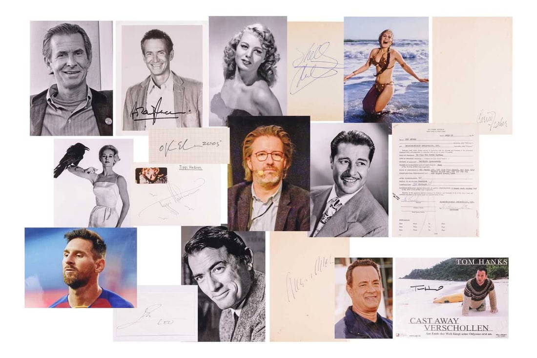 A Collection Of Nine Mixed Celebrity Autographs, Variously Signed ...