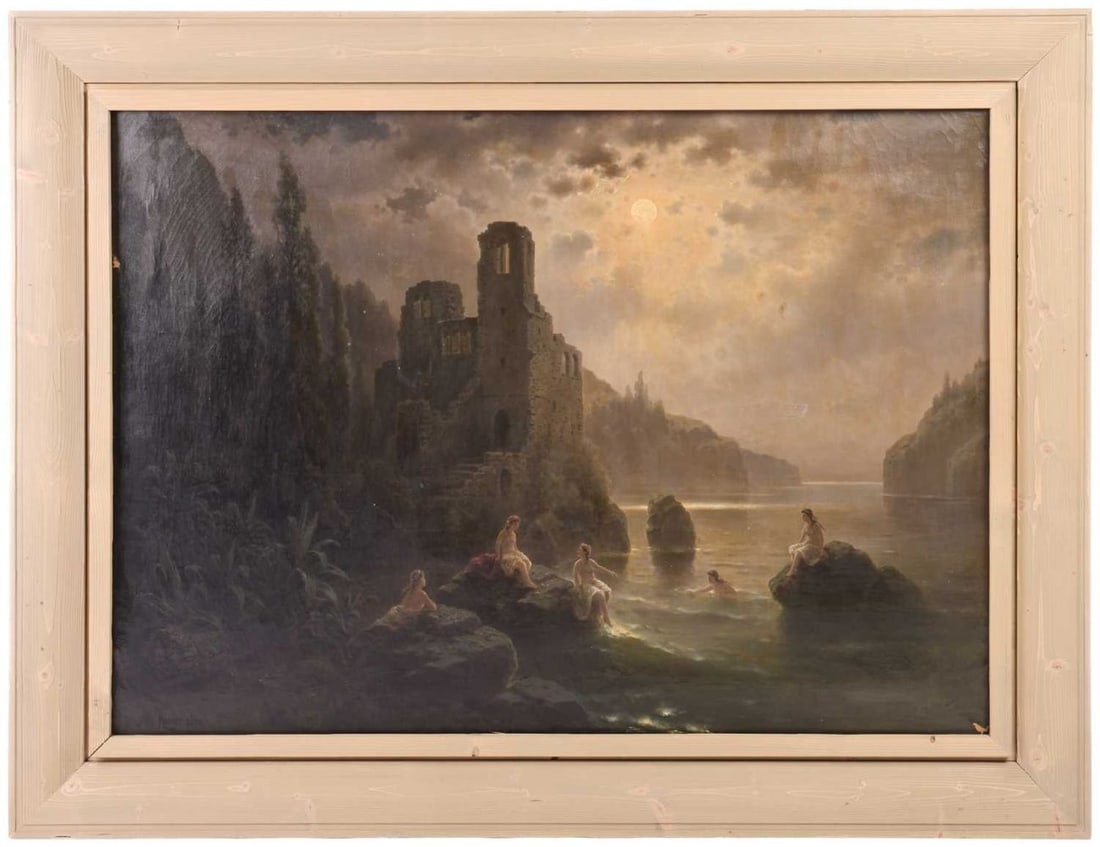 Albert Rieger (1834-1905) Austrian, 'burgruiner Am Meer,' [castle Ruins ...