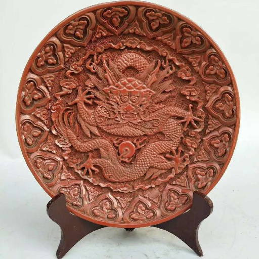 Scraping Red Lacquerware Plate,