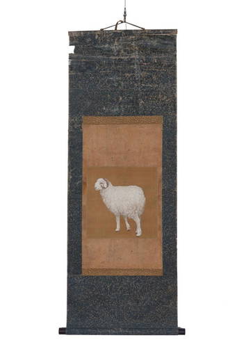 Chinese Color And Ink On Silk 'sheep' Painting