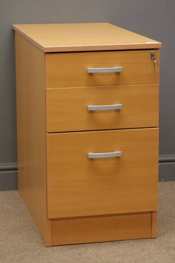Beech Filing Cabinet, Three Lockable Graduating