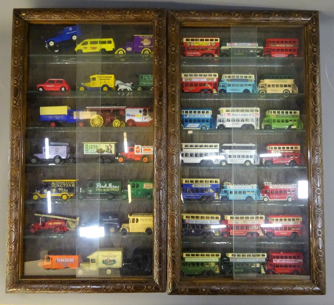 Pair of stained wooden wall mounting die-cast display