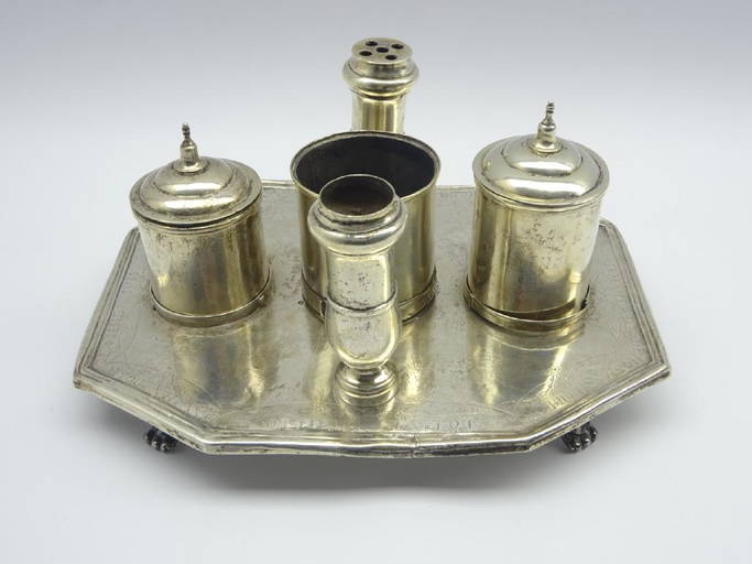 Spanish Provincial Or Colonial Inkstand With 2 Covered