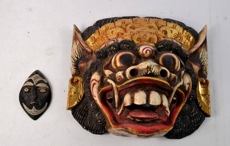 Wooden Carved Chinese Dragon Face Mask H: 27cm And