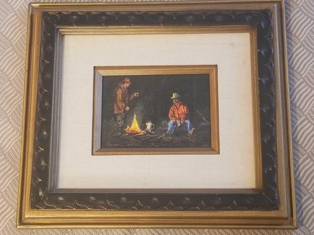 Original James Belcher oil painting titled "Fishing