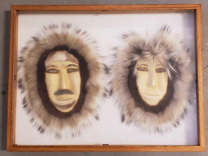 Cased Display Of Two Anaktuvuk Pass Eskimo Masks