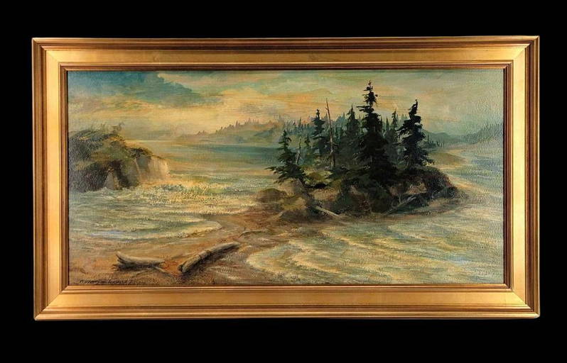 Norman Lowell Oil Painting Of Alaskan Coastal Scene