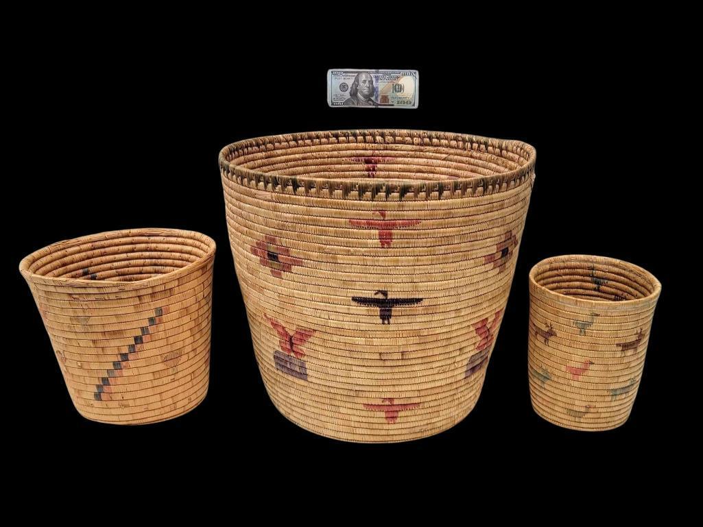 Three Large Yup'ik Baskets Auction