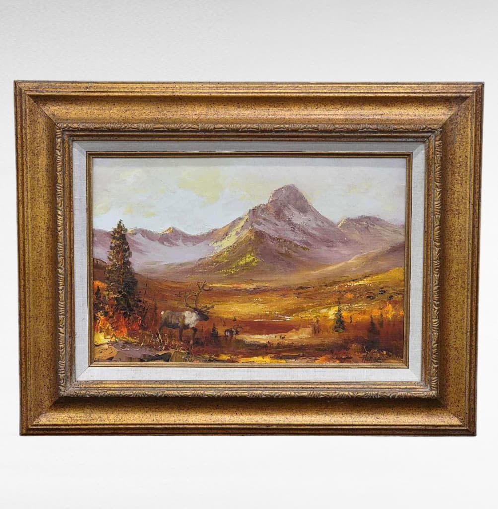 Ellen Henne Goodale Oil Painting Of Caribou In Autumn Auction