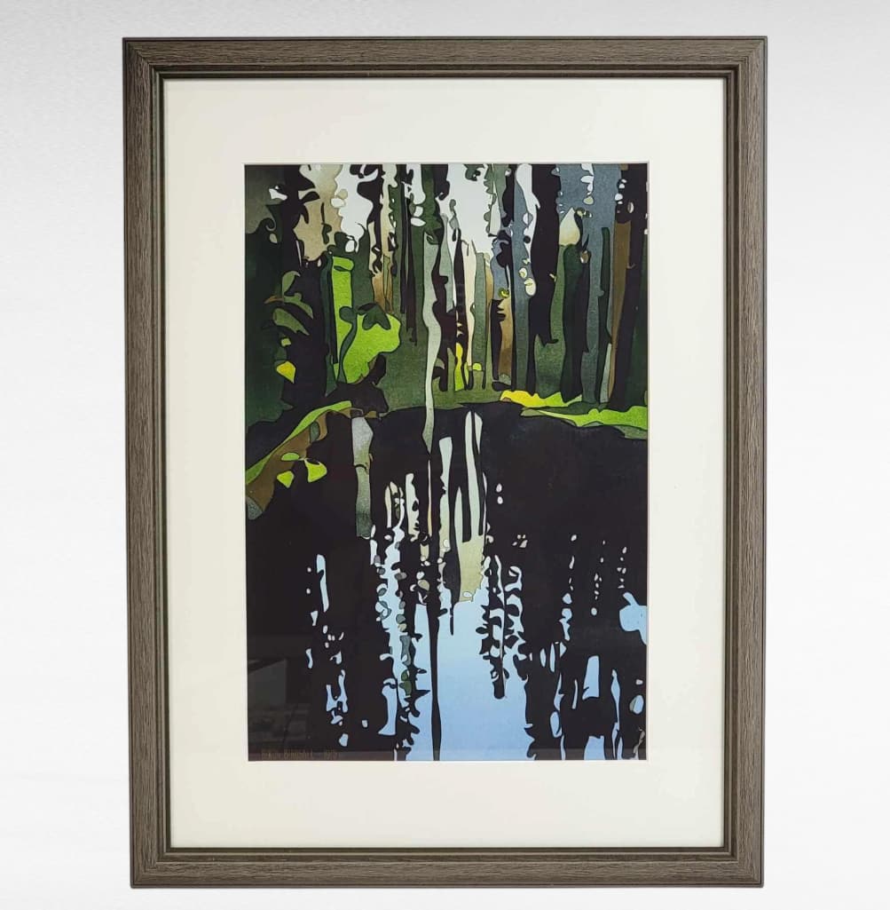 Byron Birdsall Original Watercolor Of Reflecting Trees Auction