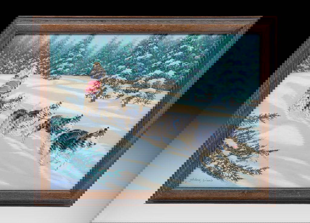 Shane Lamb Original Painting Of A Musher & His Sled Dog Auction