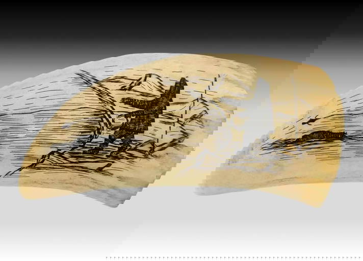 Scrimshaw Whale Tooth Of A Hunter Peter Mayac