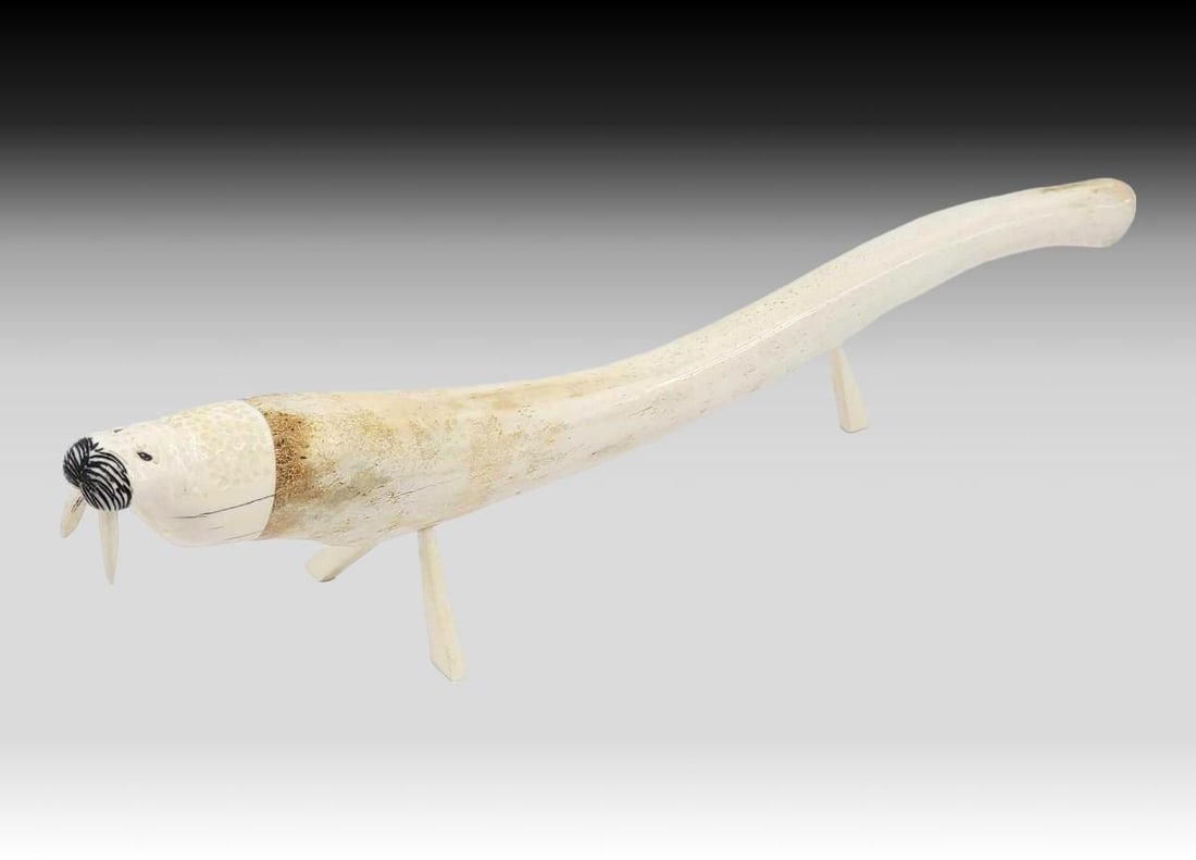 Walrus Oosik W/ Polar Bear & Walrus Heads - Paul Kulik Auction