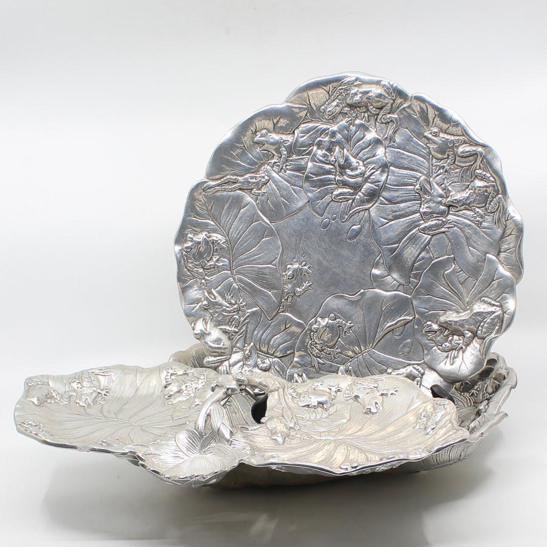 Arthur Court Frog and Lilypad Aluminum Serveware