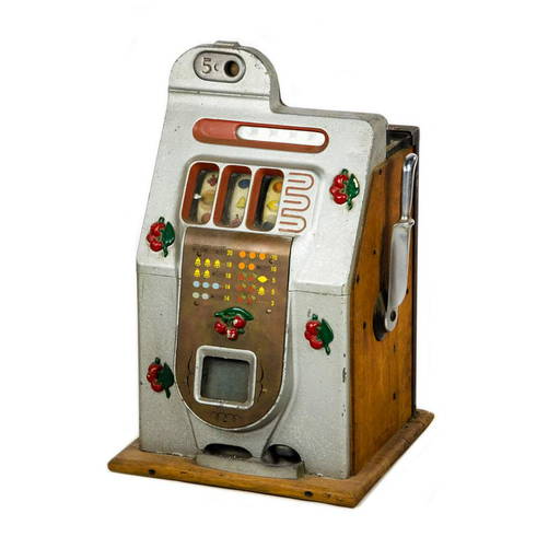 1910 Mills Bell Fruit Gum 5 Cent Slot Machine