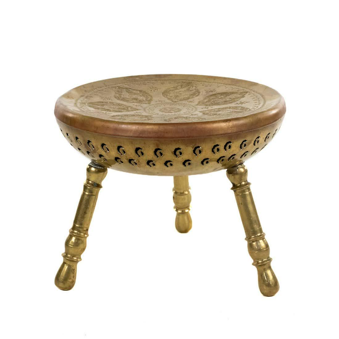 Nader Persian Tri Legged Brass Foot Stool