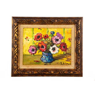 Robert Lox Floral Still Life Oil Painting