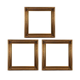 Set Of 3 Ornate Gilt Carved Wood Square Frames