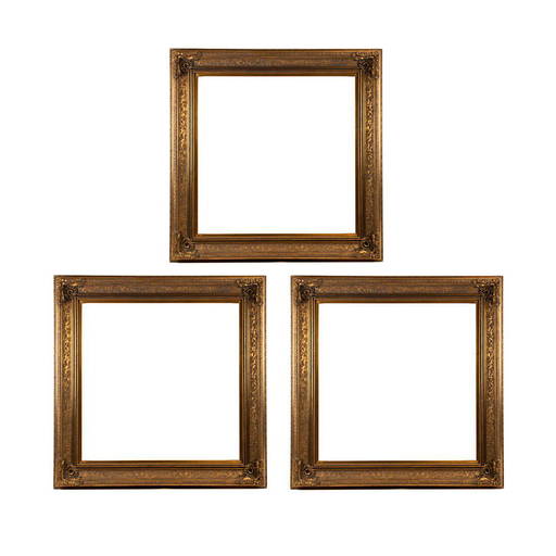Set Of 3 Ornate Gilt Carved Wood Square Frames