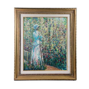 Donald Purdy Impressionist Oil Painting Woman Flowers Signed Purdy ...