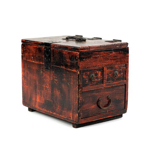 Antique Japanese Red Lacquer Writing Box