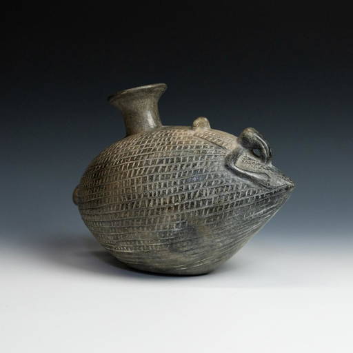 Lambayeque Sican Chimu Bird Pecking Melon Bottle Vase