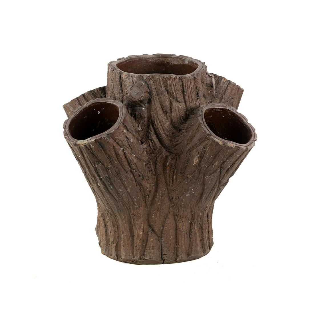 Large Sewer Tile Pottery Ceramic Tree Trunk Form Planter