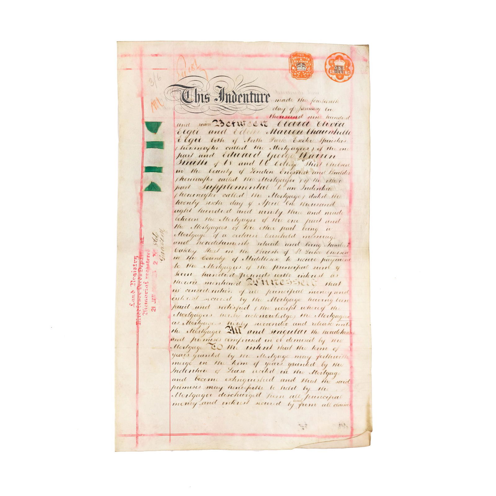 1907 British Land Indenture Form