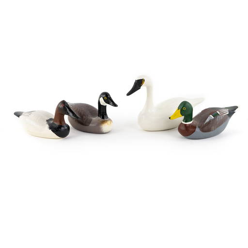 (4) Clarence Bauer Miniature Carved Duck Decoys