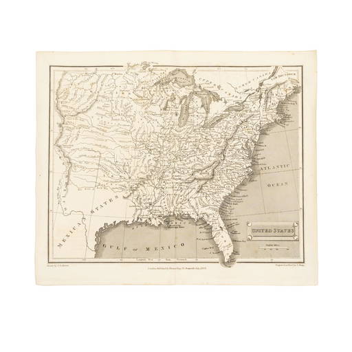 1828 Antique John Shury Eastern United States Map