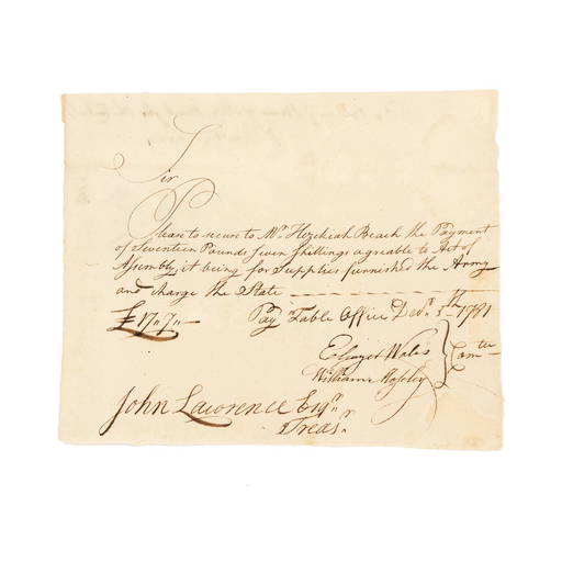 Antique 1781 Signed John Lawrence Letter