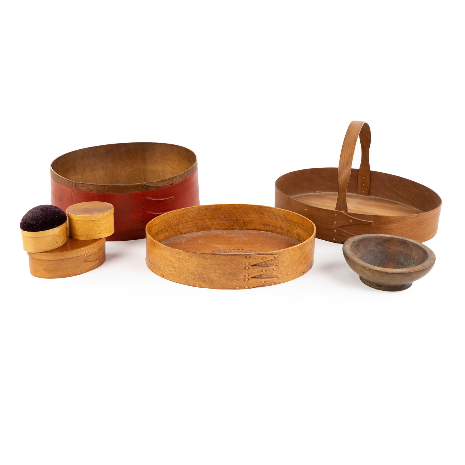 (7) Assorted Vintage Shaker Spit Boxes W/ Pestle Auction