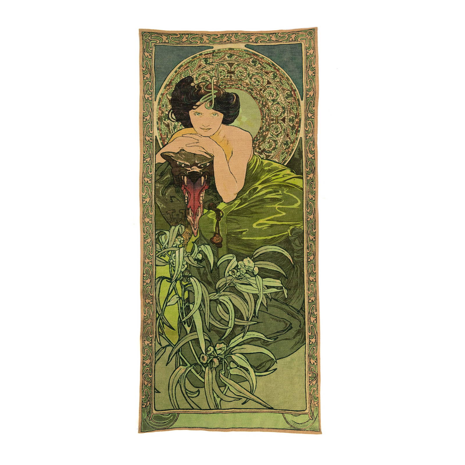 After Alphonse Mucha 'l'emeraude' French Wall Hanging Tapestry Auction