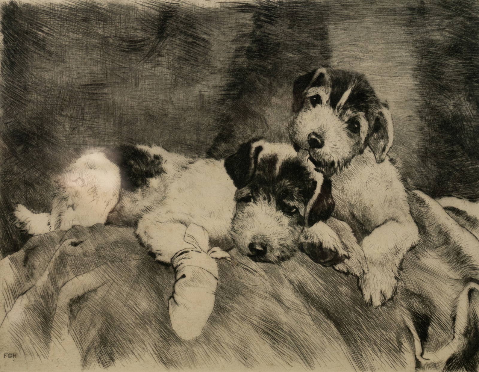 Kurt Meyer-eberhardt Etching Of Two Dogs Auction
