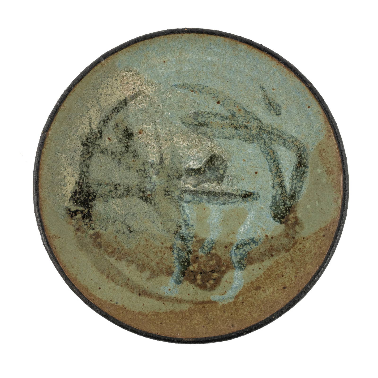 Donald Reitz Green Glazed Earthenware Pottery Plate Auction