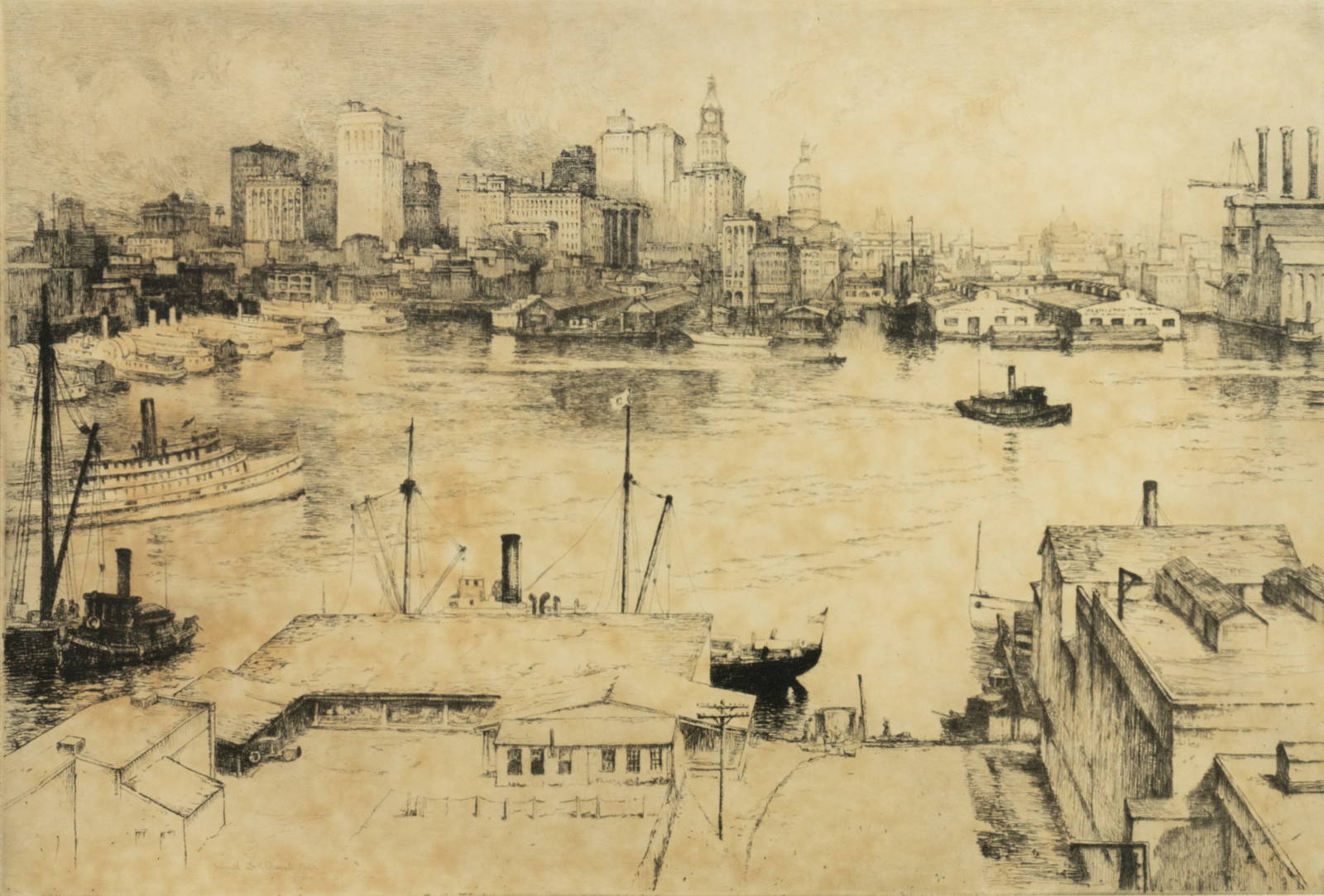Gabrielle Deveaux Clements 'baltimore Harbor' Etching Auction