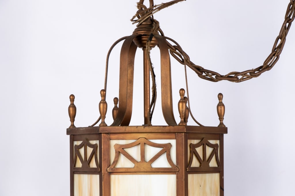Vintage Gothic Style Slag Glass Lantern Auction