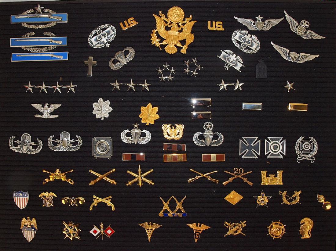 Lot Of Us Military Insignia In Case