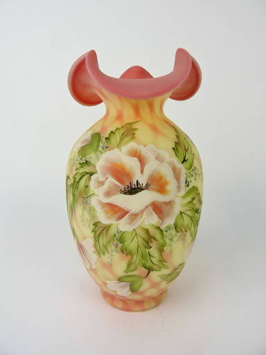 Fenton Burmese Vase With Hand