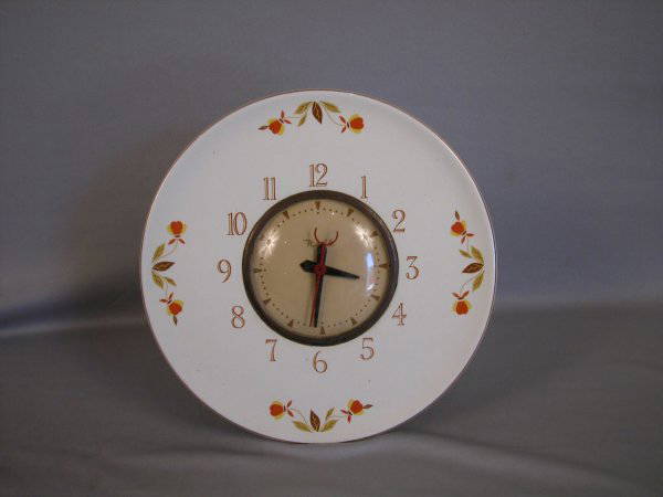 Hall Autumn Leaf Jewel Tea Round Plate Clock, Ele