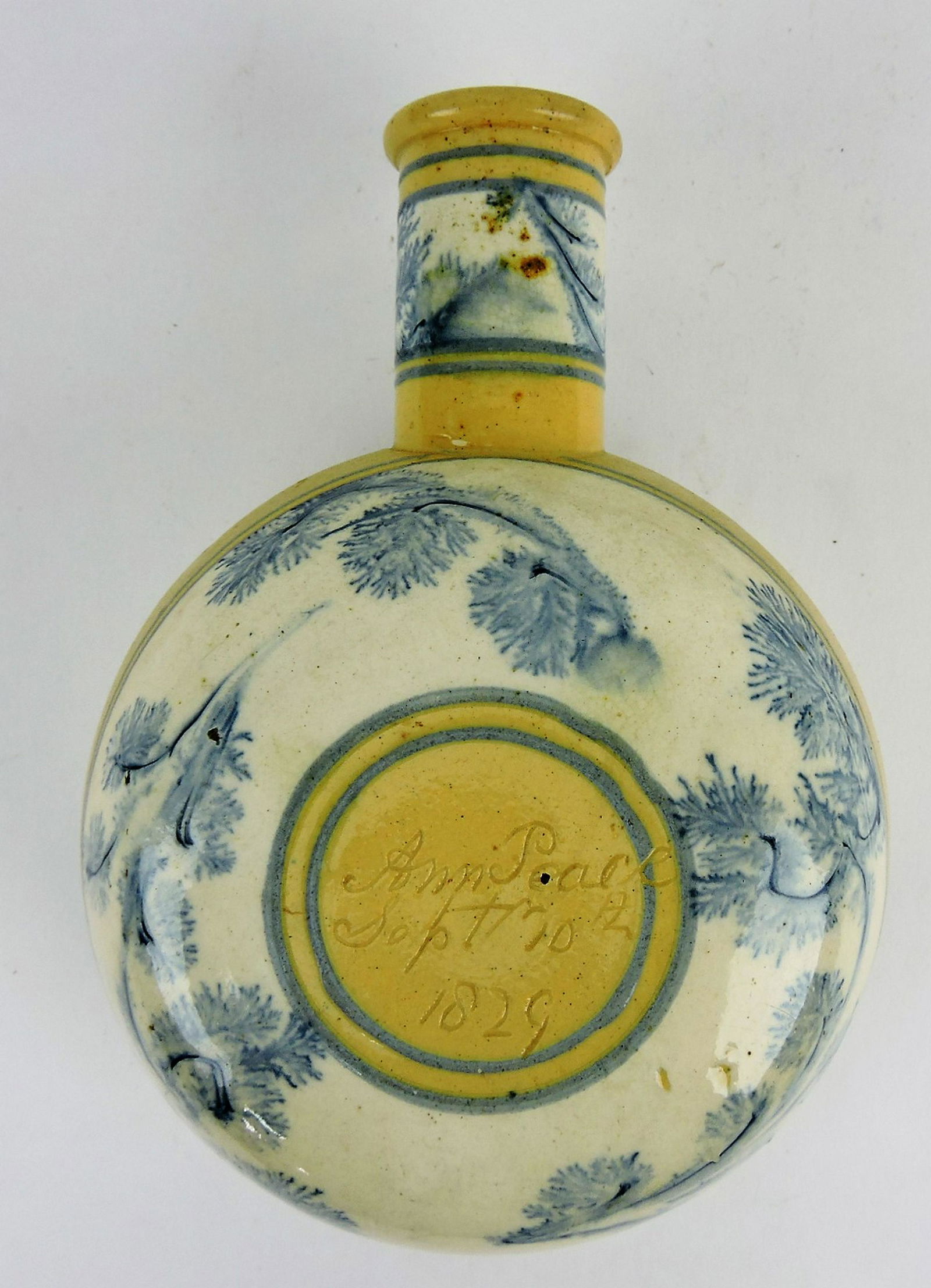 For Auction: RARE Mochaware yellow flask with (#2110) on Sep 27, 2019 ...