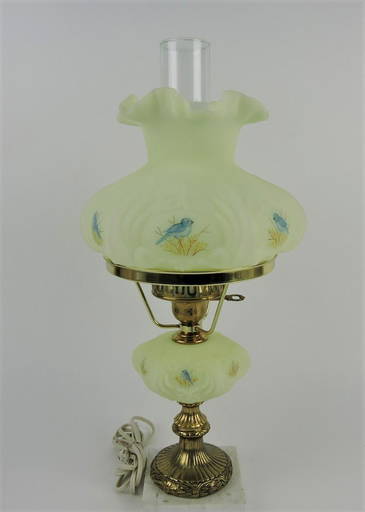 Fenton Yellow Custard Hurricane Lamp