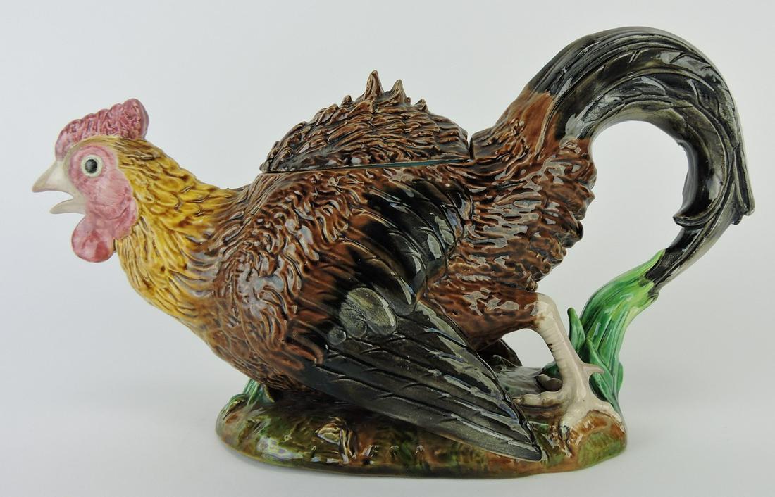 George Jones majolica running rooster - May 23, 2020 | Strawser Auction ...