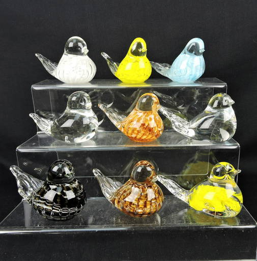 St. Clair Lot Of 9 Bird Paperweights