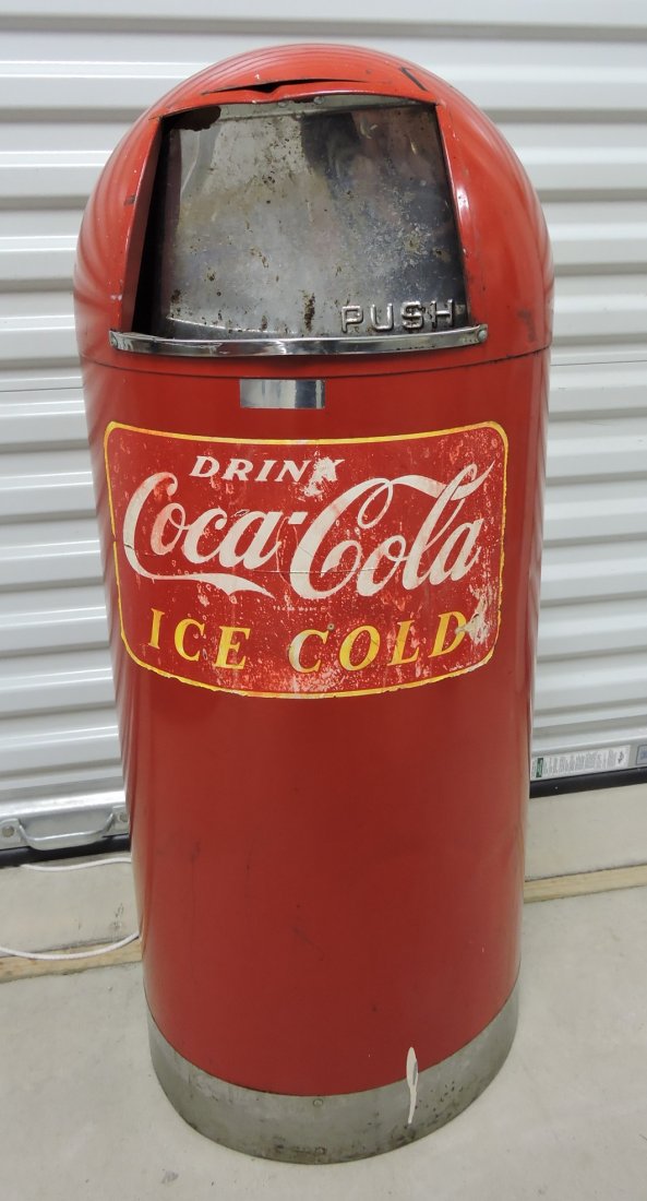 Vintage Coca Cola trash can with push - May 20, 2020 | Strawser Auction ...