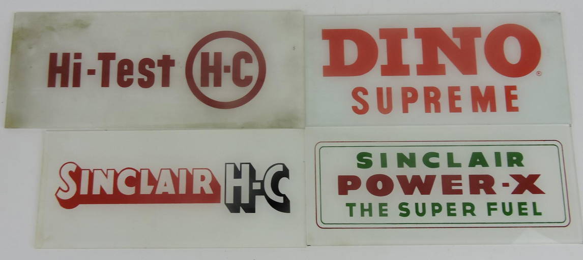 Lot Of 4 Glass Sinclair Gas Pump Inserts