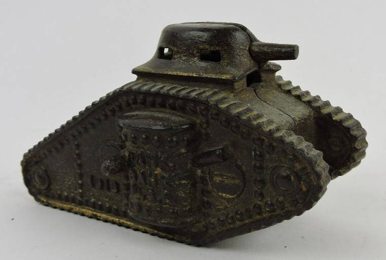 Cast Iron Army Tank Bank Still Bank